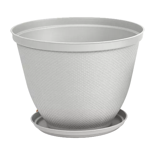 Maceta Rimax Redonda Rafia 35 Cm Con Plato